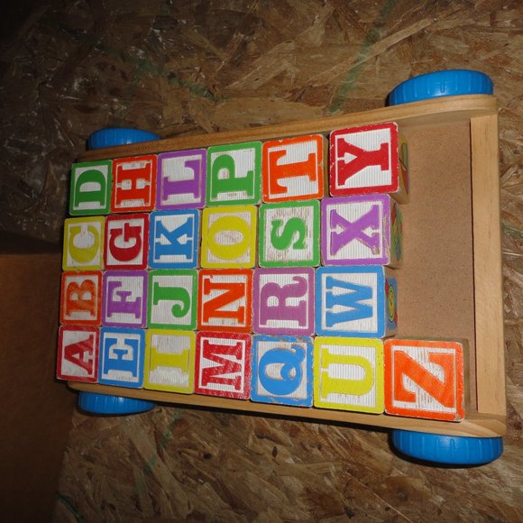 Toys | Pull Cart With Wooden Blocks | Poshmark